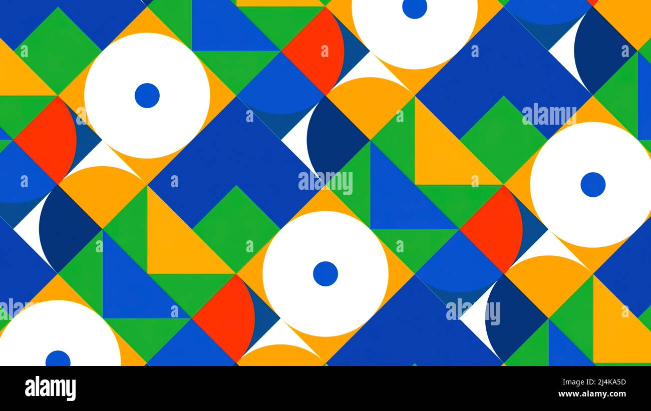 Blue abstraction. Motion. Various geometric shapes changing color and ...