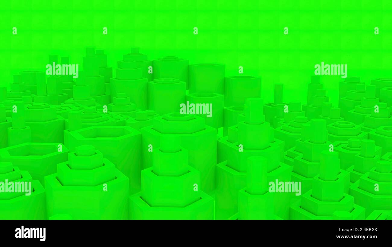 3d Columns move in waves. Design. Columns of different sizes move in ...