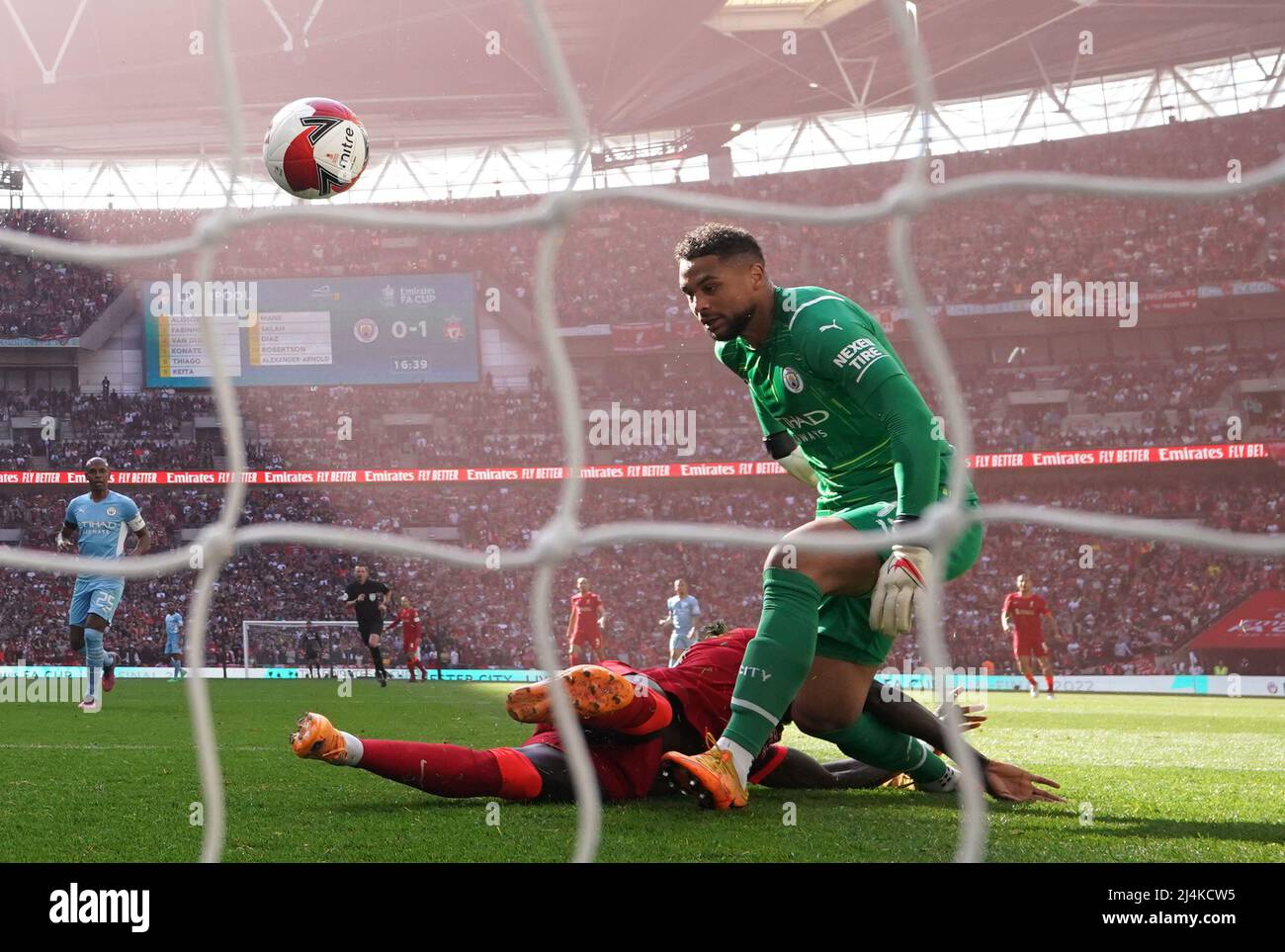 Manchester City goalkeeper Zack Steffen looks on as an error leads to ...
