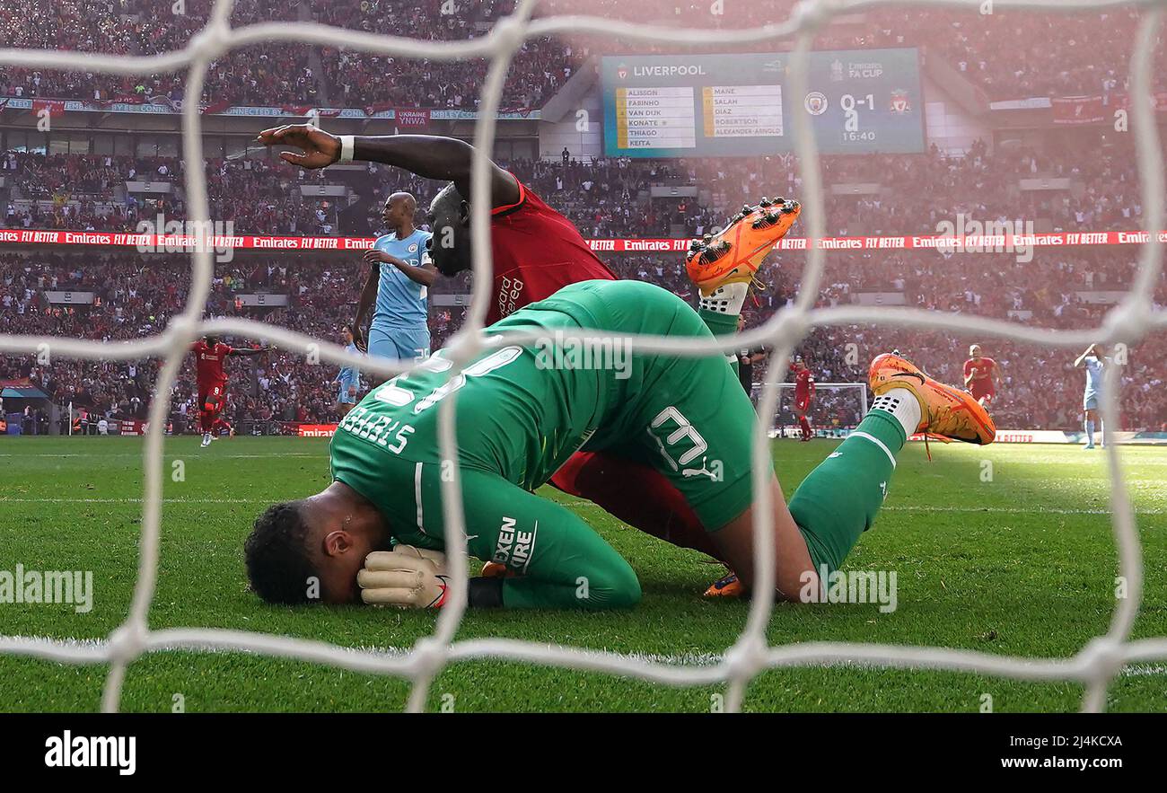 Manchester City goalkeeper Zack Steffen reacts after an error leads to ...