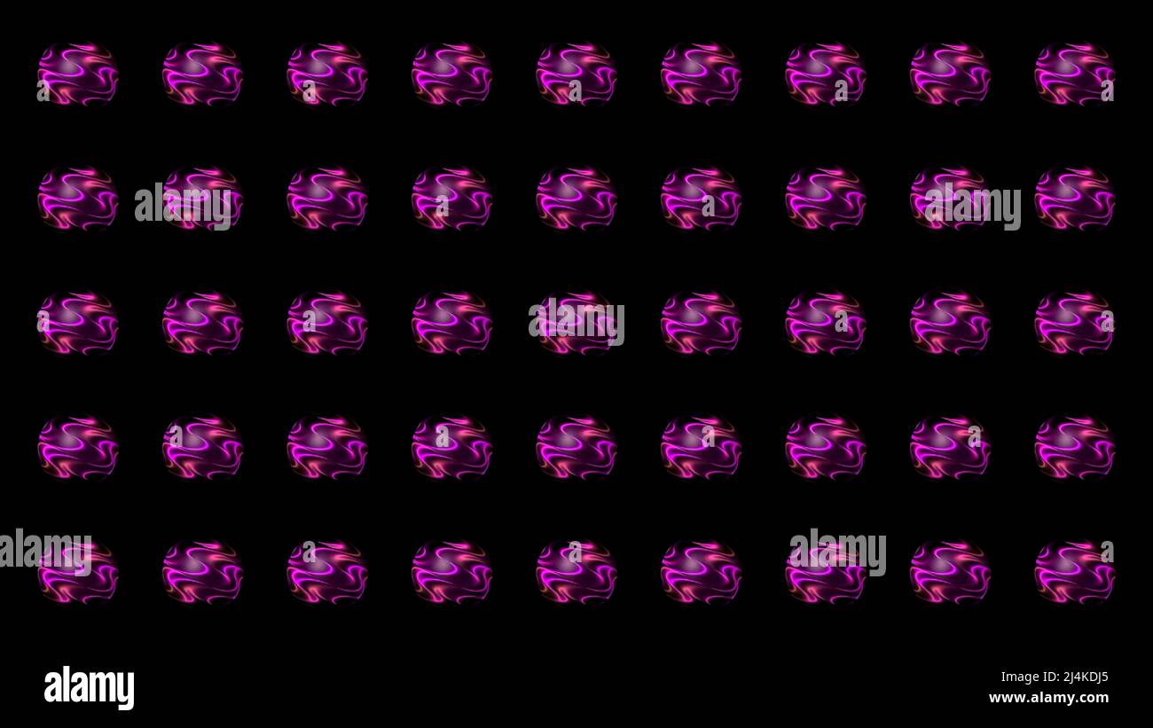 Many abstract 3D spheres in symmetric rows with the pattern of purple ...