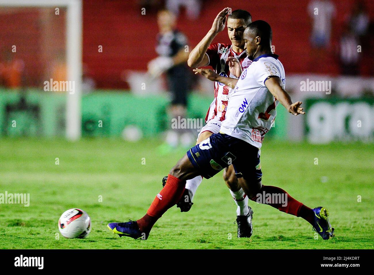 Recife, Brazil. 15th Apr, 2022. left) makes a violent foul on a Bahia ...