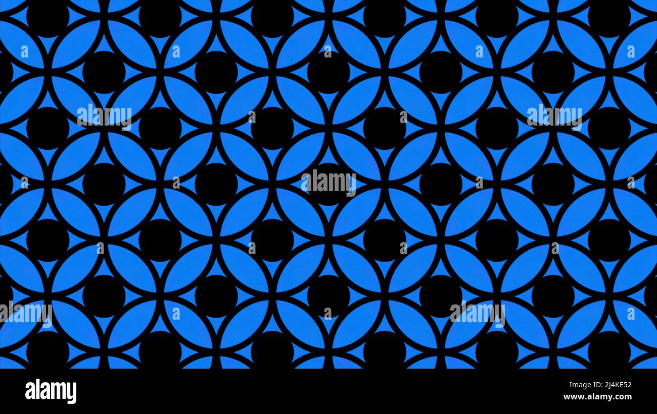 The background is blue and green.Design. Geometric shapes oscillate in ...