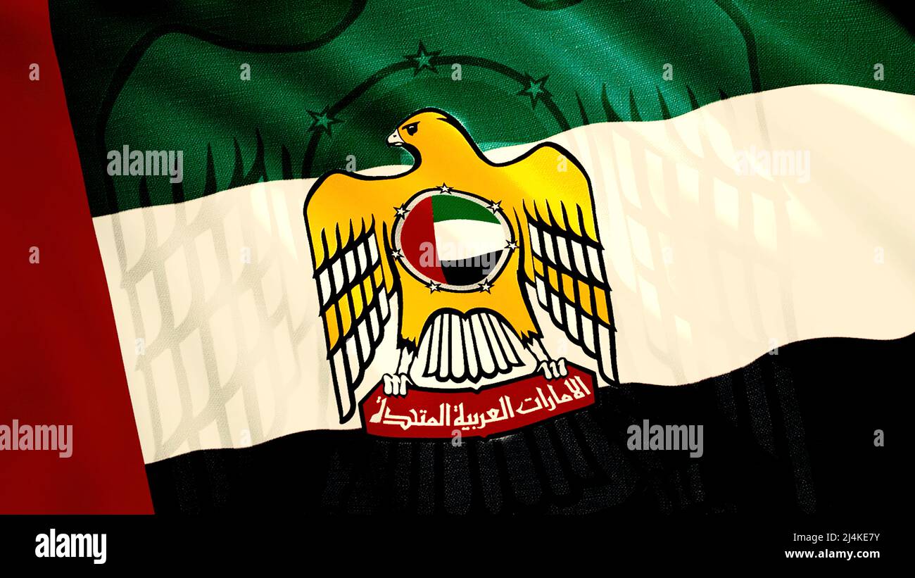 Coat of arms of the United Arab Emirates. Motion. A bright coat of arms ...