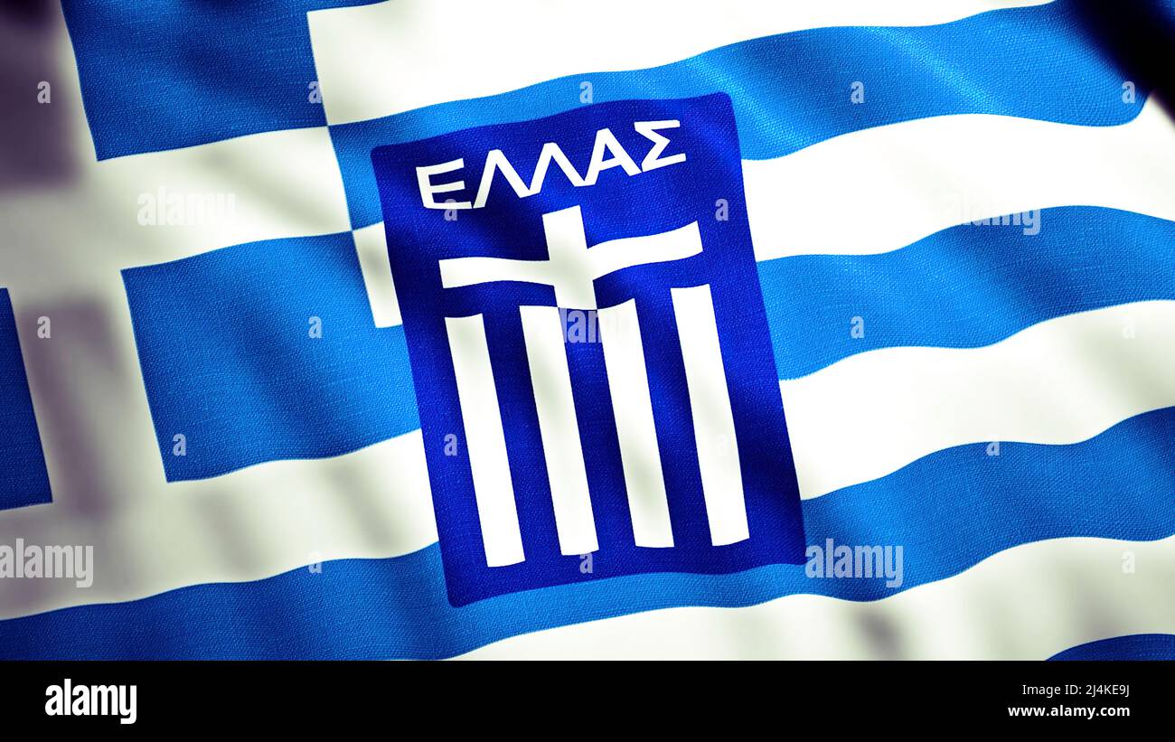 The flag of Greece . Motion. Blue and white lines that alternate and a ...