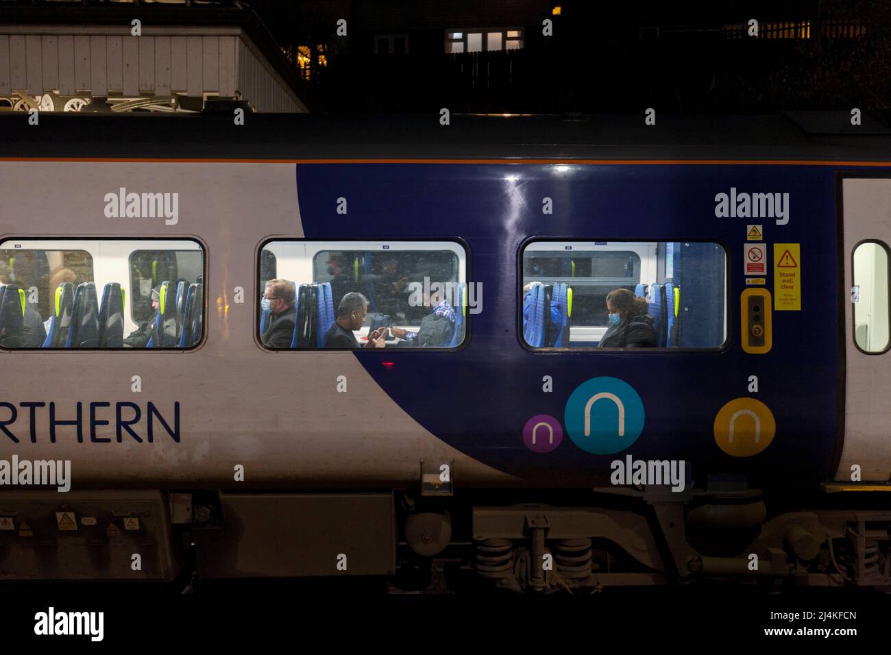 Northern rail passengers, rail commuters on a Northern Rail train Stock ...