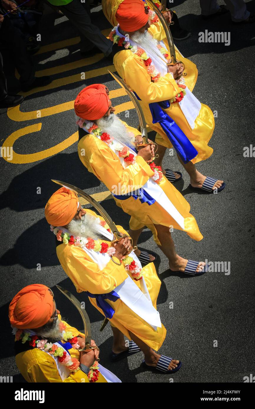 Gravesend, Kent, 16th April 2022. Panj Pyare, "the five beloved ones ...