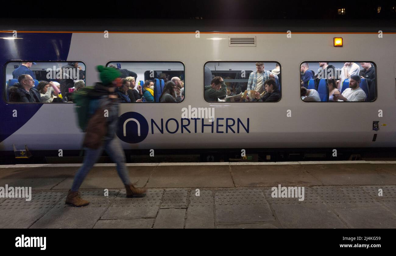 Northern rail passengers, rail commuters on a Northern Rail train Stock ...