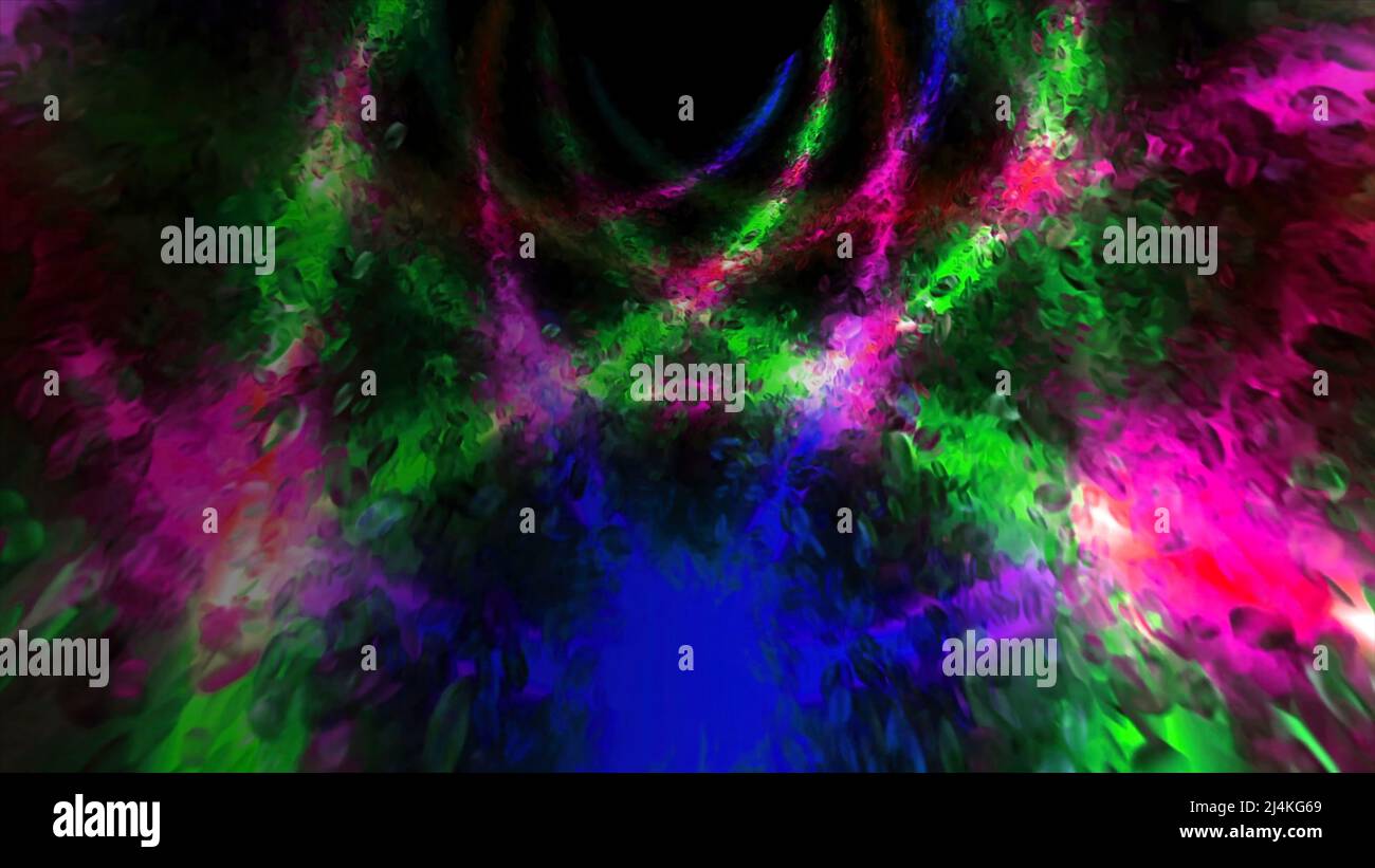 Stream Of Moving Bubbles And Colored Lines Motion Projection Of Colored Light Lines On Flow Of