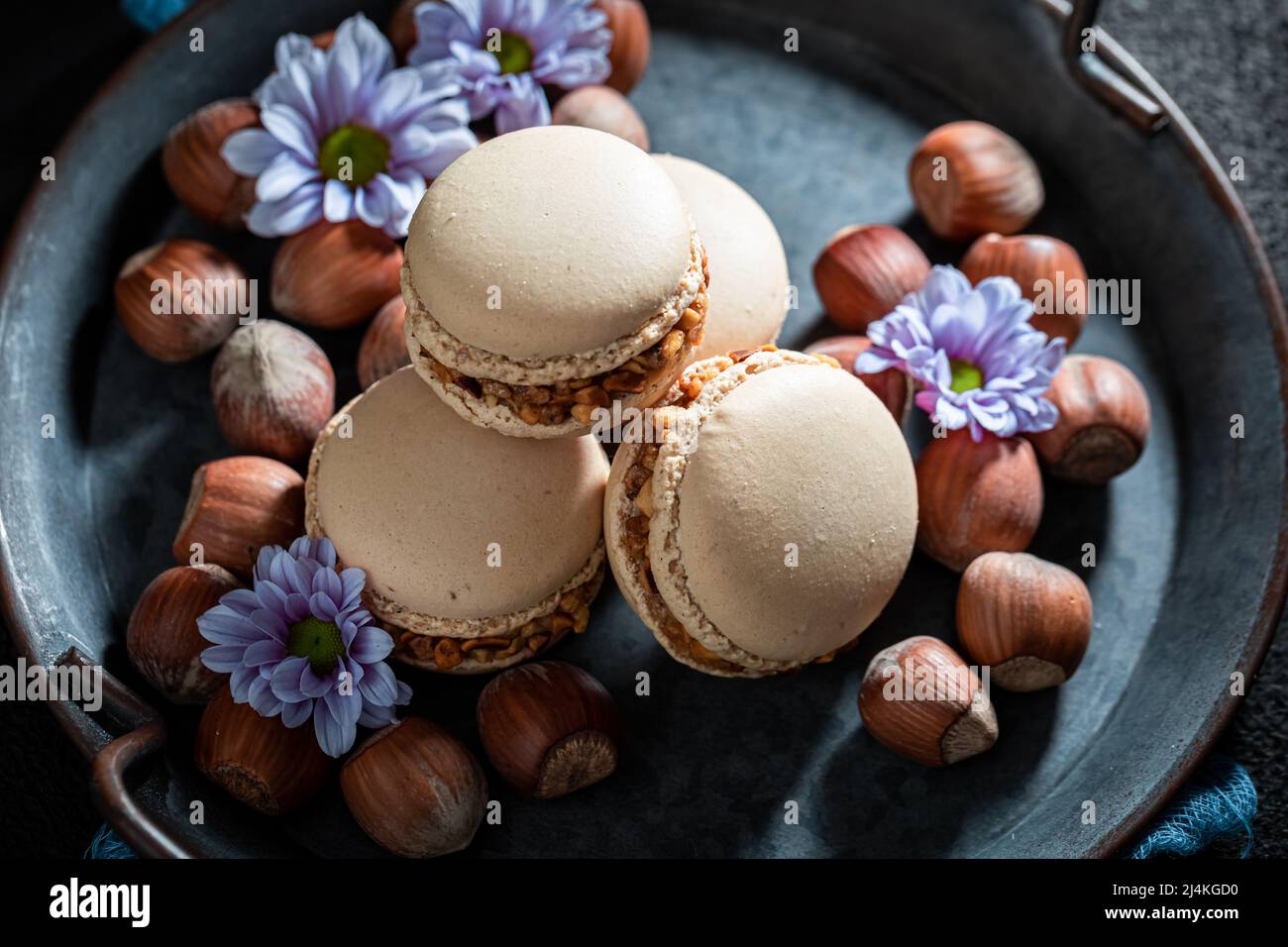 Homemade and sweet nuts macaroons as small crunchy snack. Brown ...