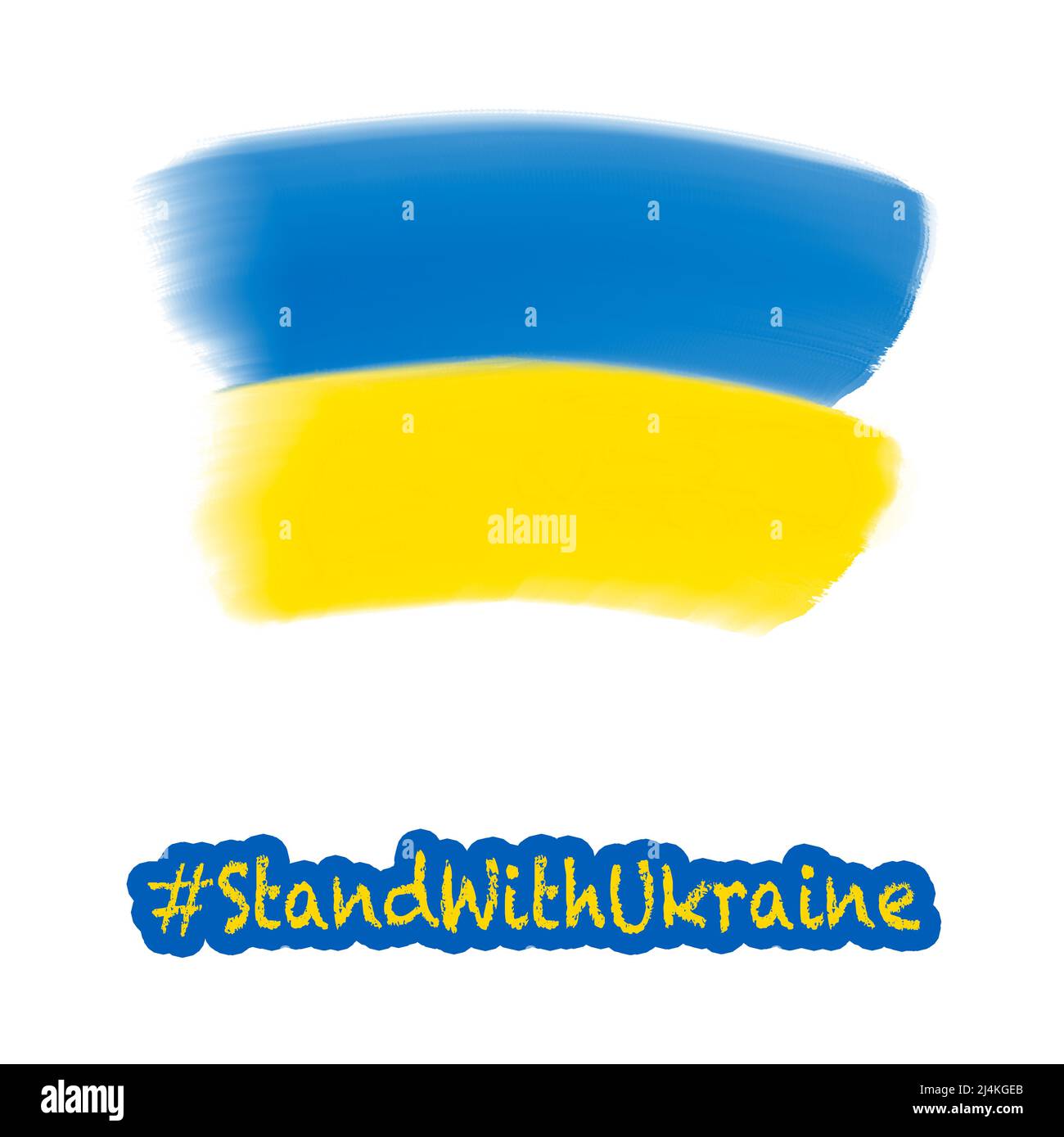 watercolor drawing of Ukrainian flag and Stand with Ukraine message on ...