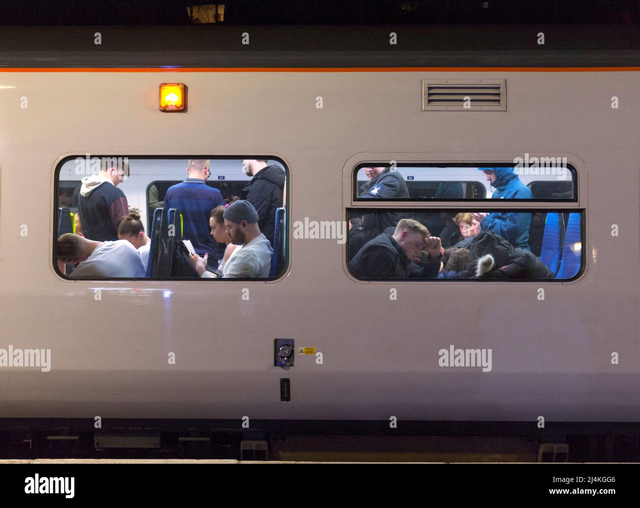 Northern rail passengers, rail commuters on a Northern Rail train Stock ...