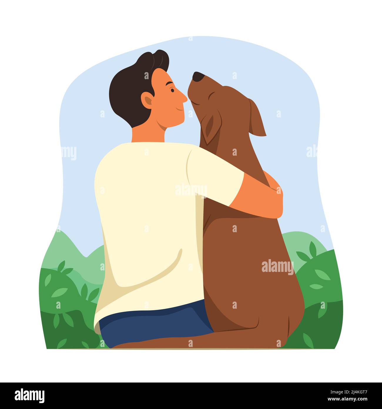Man Hugging a Dog Stock Vector Image & Art - Alamy