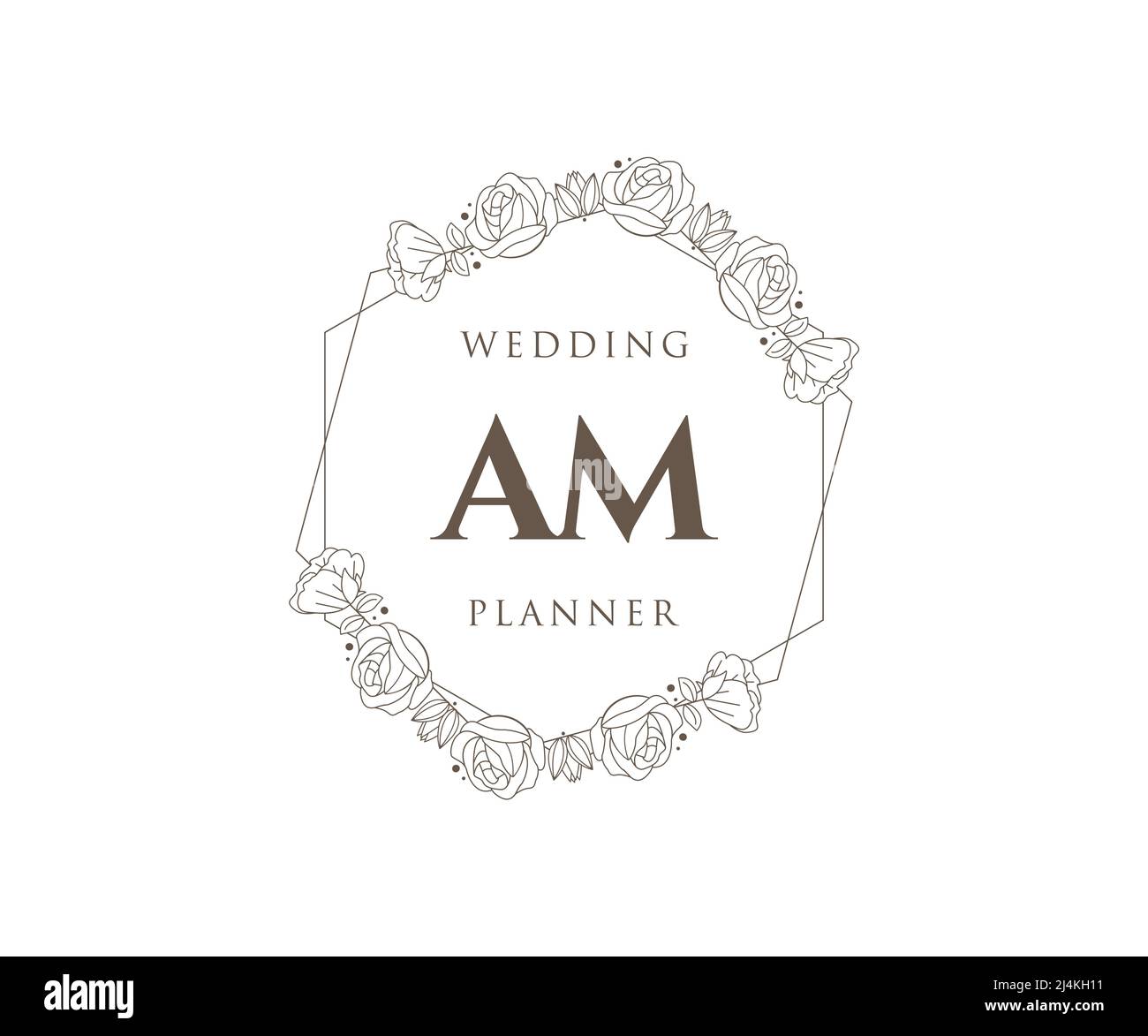 AM Initials letter Wedding monogram logos collection, hand drawn modern ...