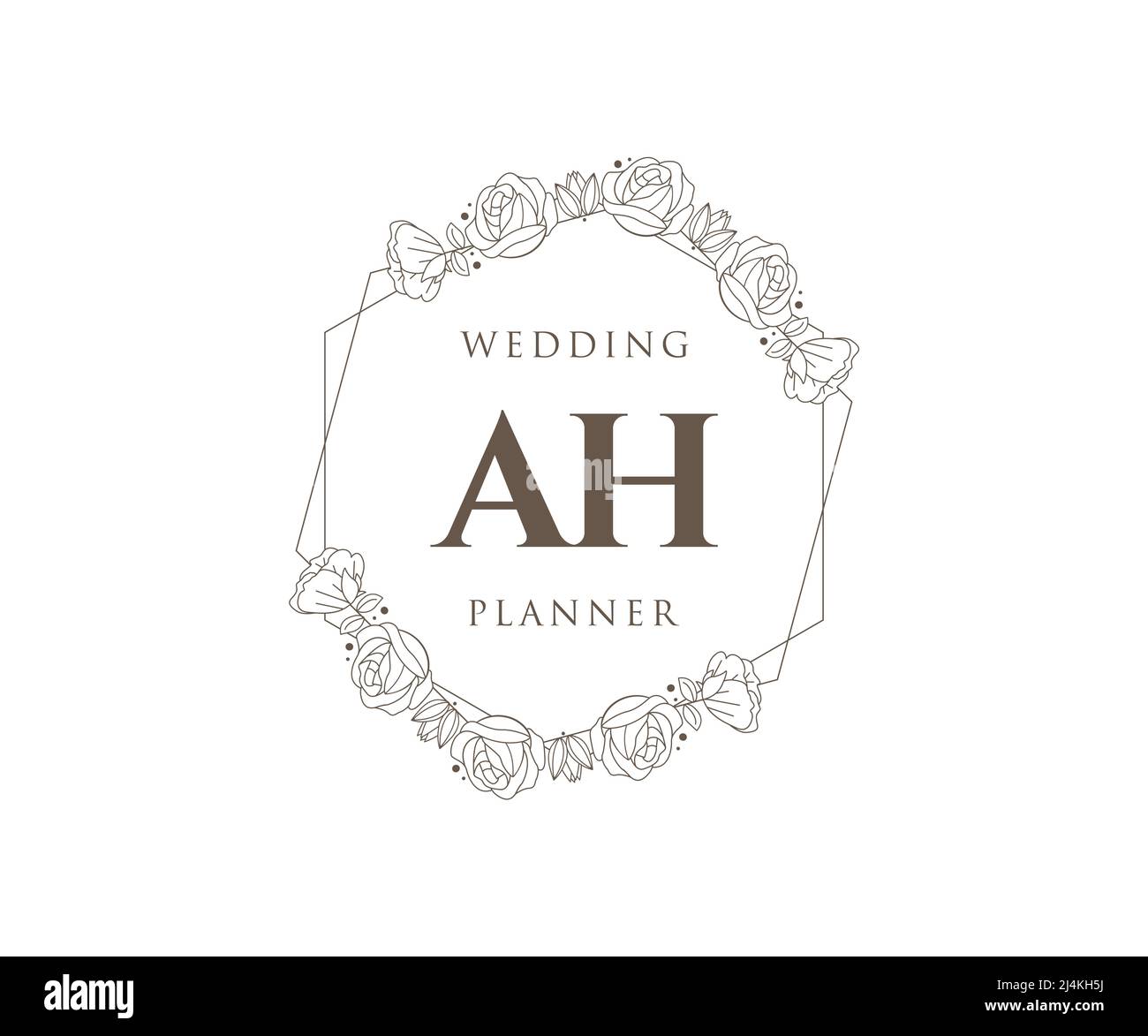 AH Initials letter Wedding monogram logos collection, hand drawn modern ...