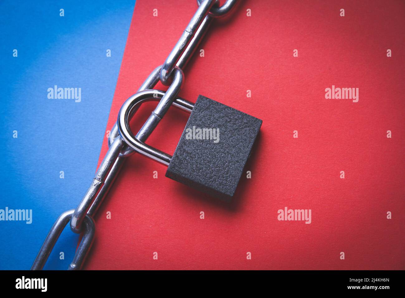 Flag of Russia and a chain with a lock. Country blocking. Prohibited ...
