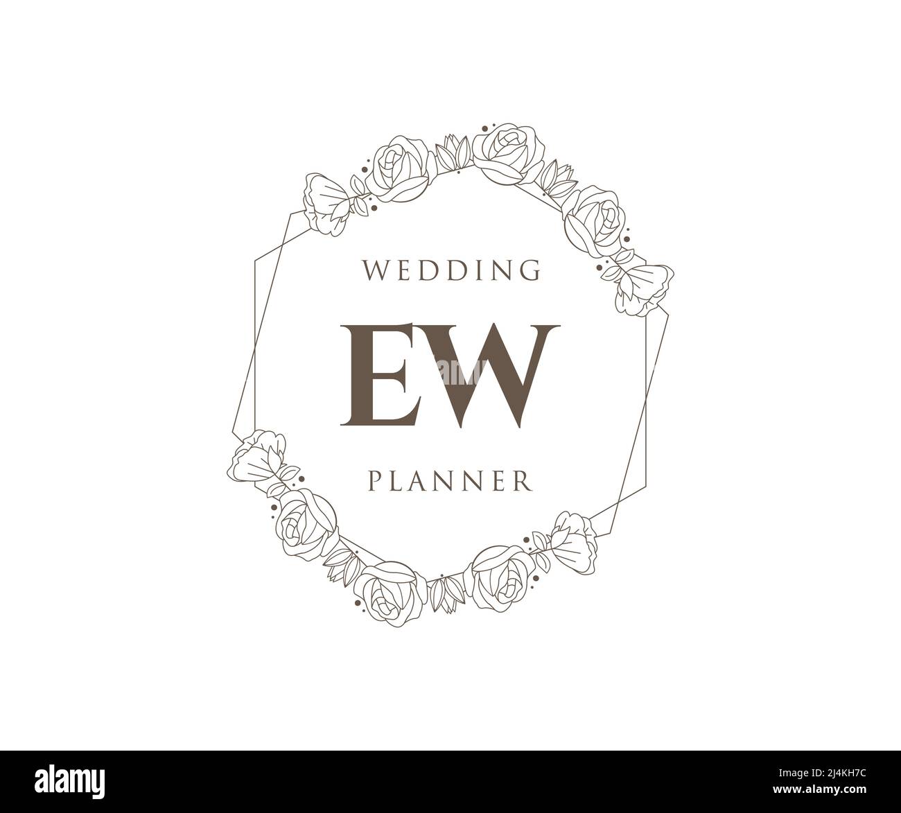 EW Initials letter Wedding monogram logos collection, hand drawn modern ...