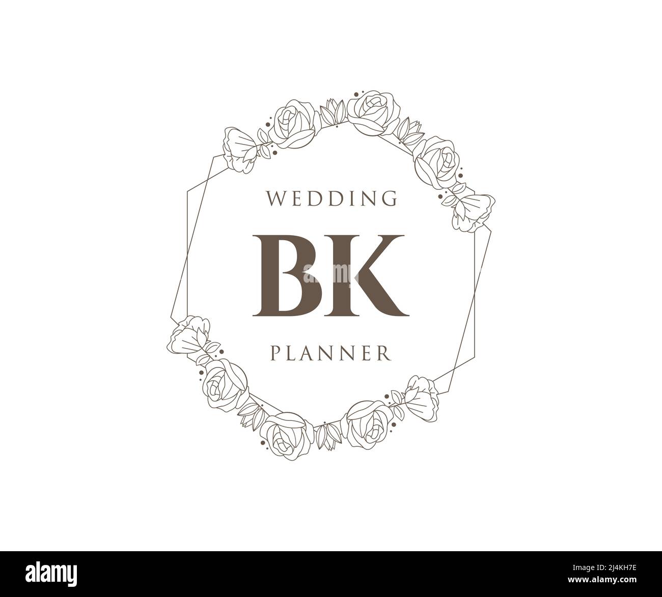 BK Initials letter Wedding monogram logos collection, hand drawn modern ...