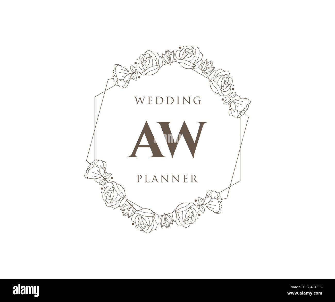 AW Initials letter Wedding monogram logos collection, hand drawn modern ...