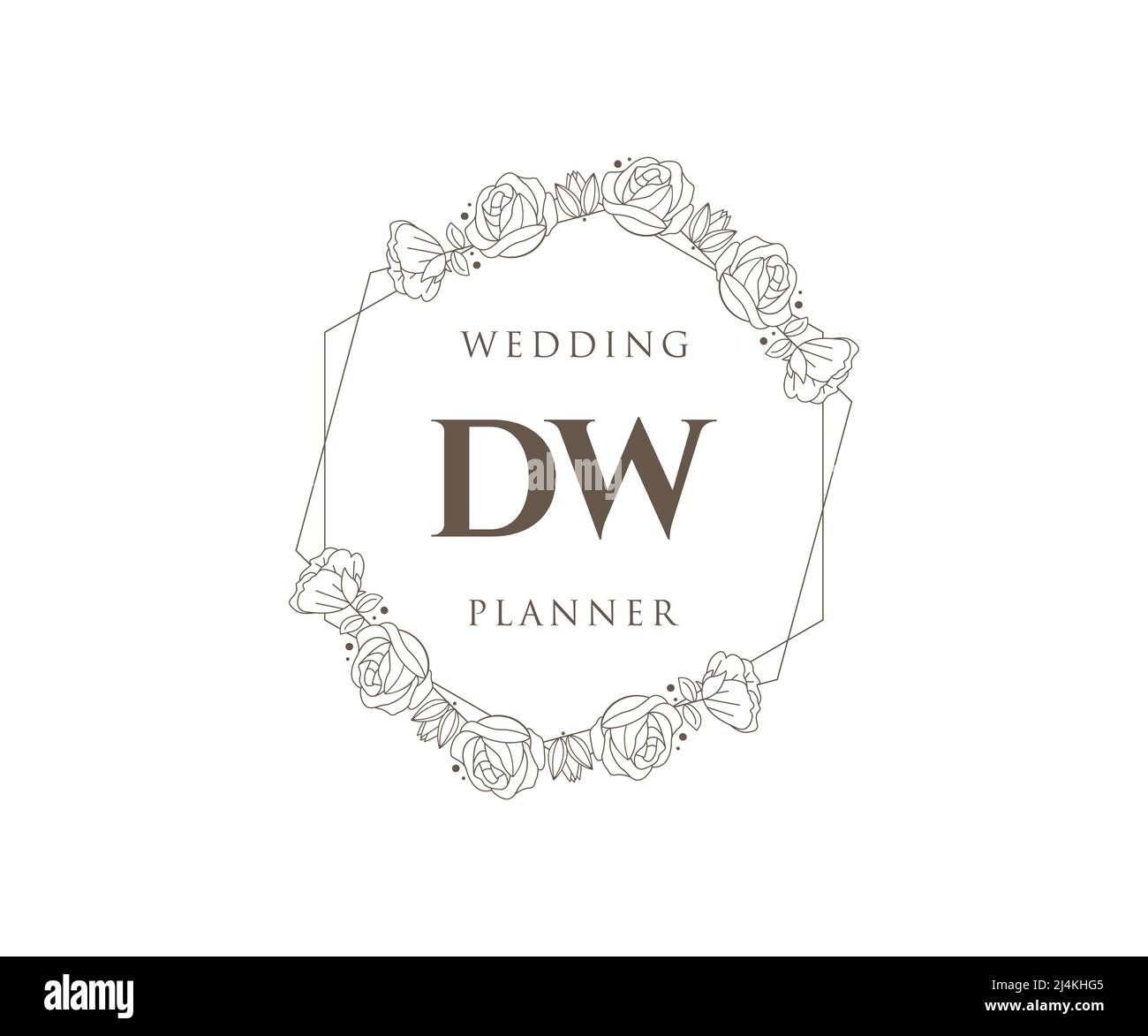 DW Initials letter Wedding monogram logos collection, hand drawn modern ...