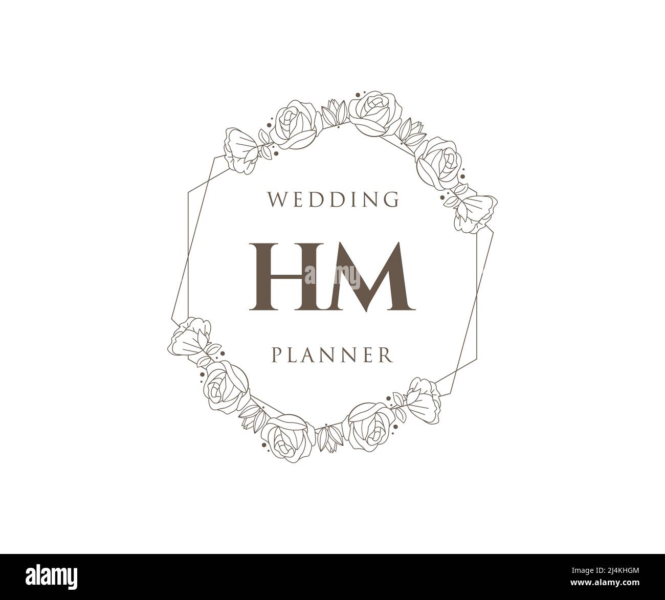 HM Initials letter Wedding monogram logos collection, hand drawn modern ...