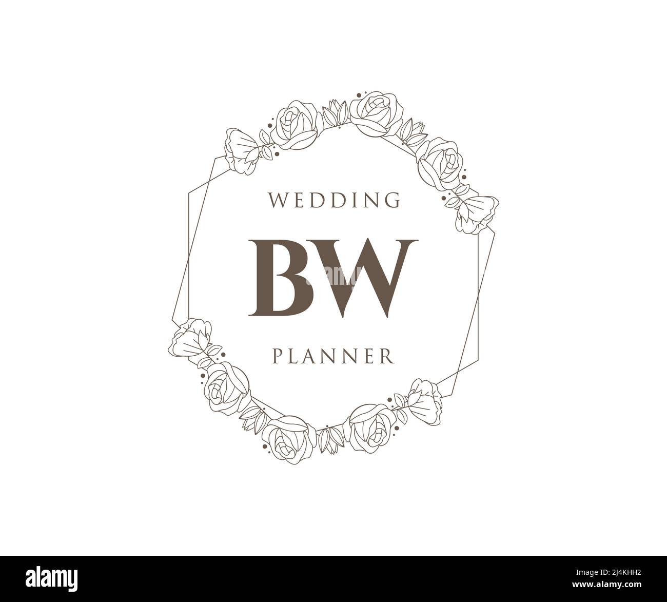 BW Initials letter Wedding monogram logos collection, hand drawn modern ...