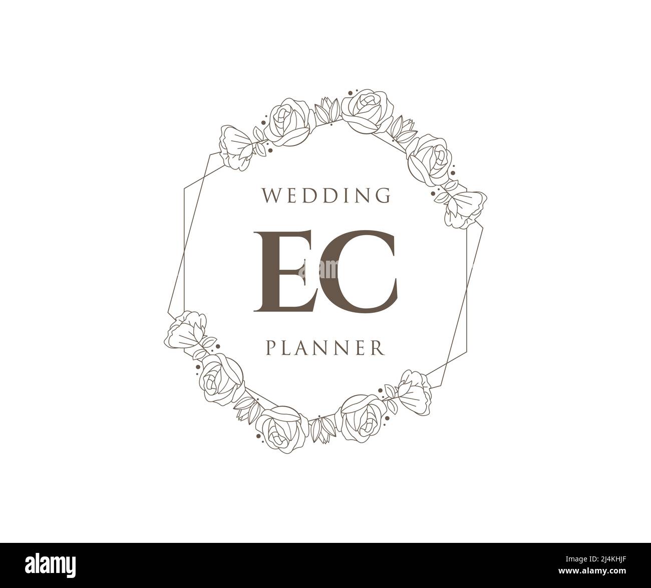 EC Initials letter Wedding monogram logos collection, hand drawn modern ...