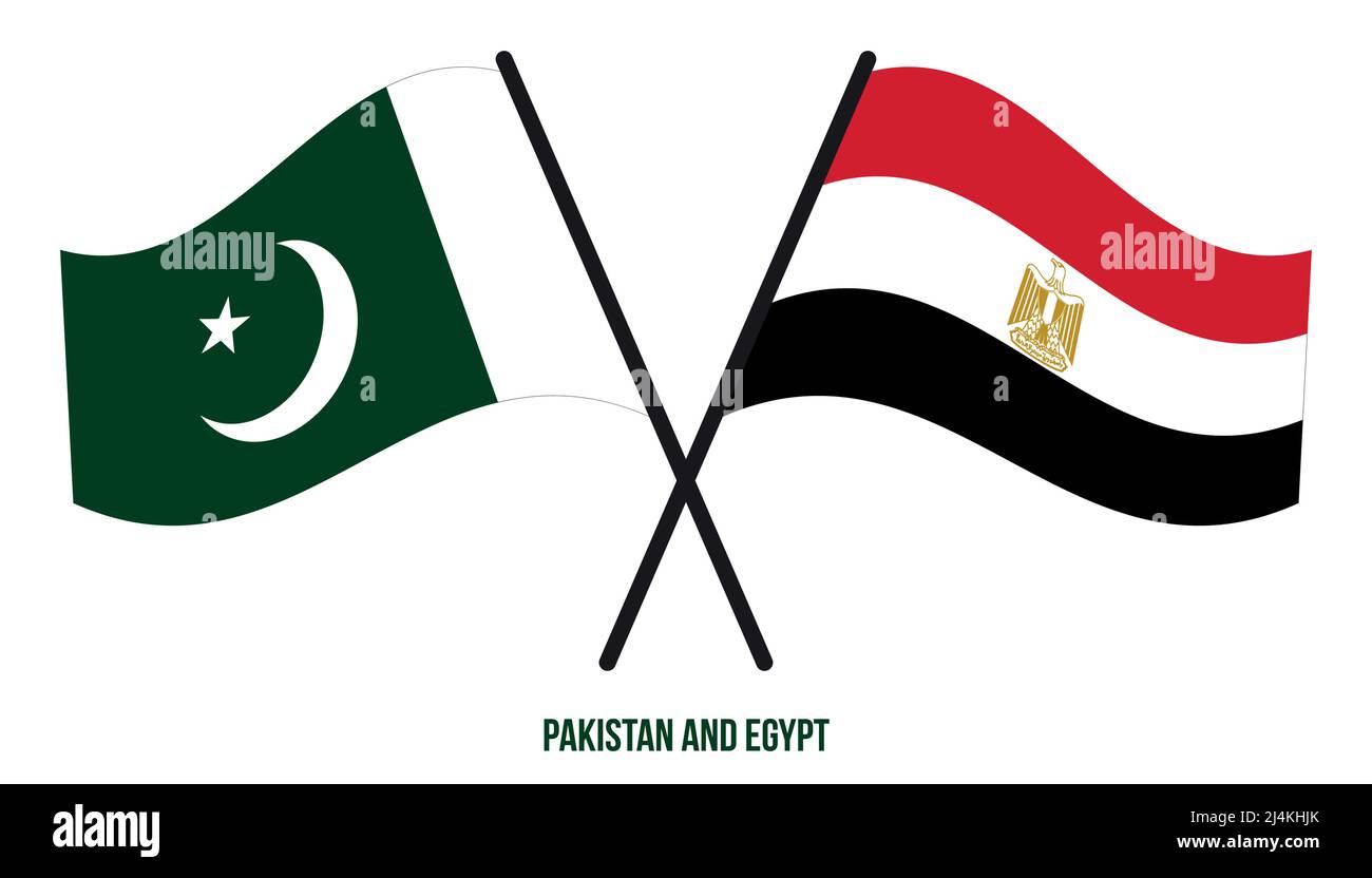Pakistan and Egypt Flags Crossed And Waving Flat Style. Official ...