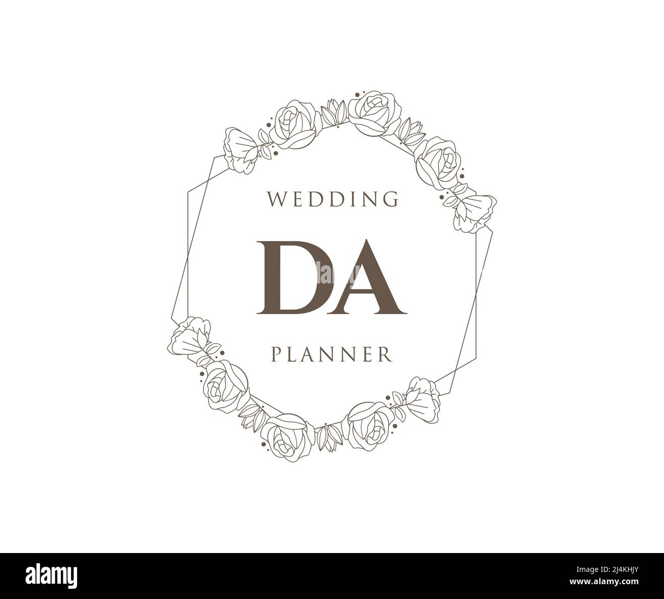 DA Initials letter Wedding monogram logos collection, hand drawn modern ...