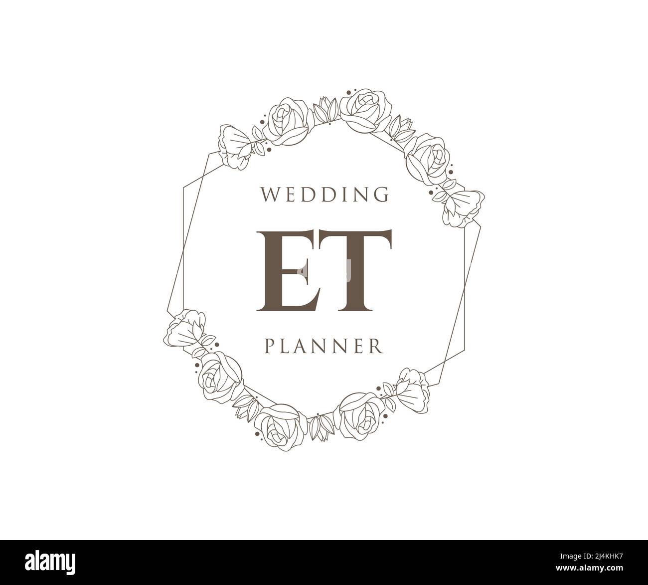 ET Initials letter Wedding monogram logos collection, hand drawn modern ...