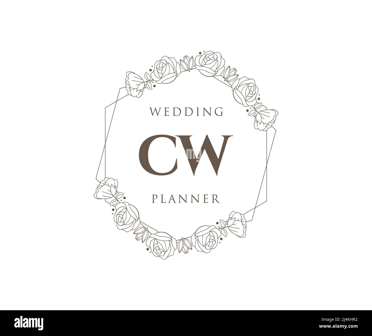 CW Initials letter Wedding monogram logos collection, hand drawn modern ...