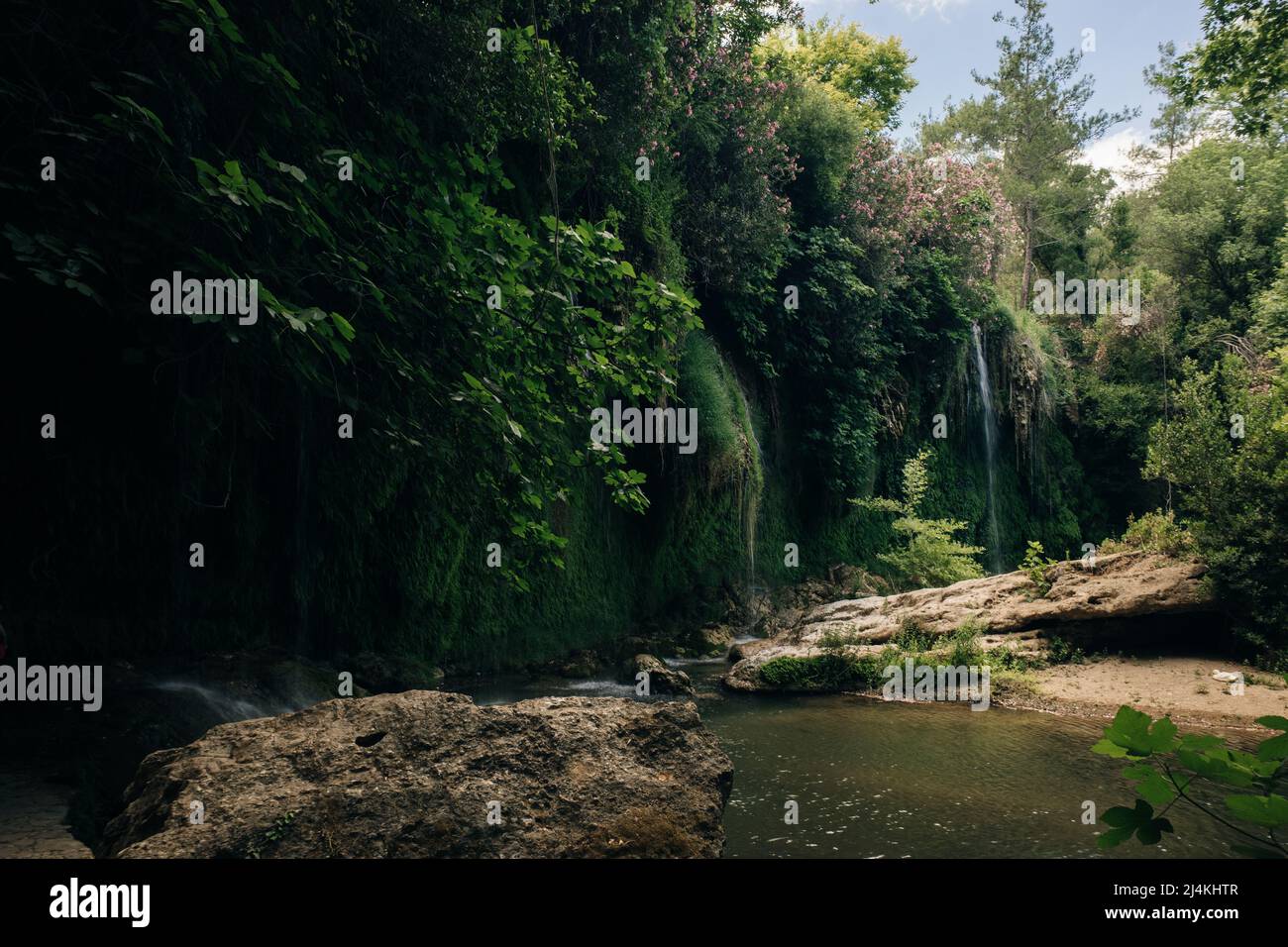 The Kursunlu Waterfall selalesi is located 19 km from Antalya, Turkey ...