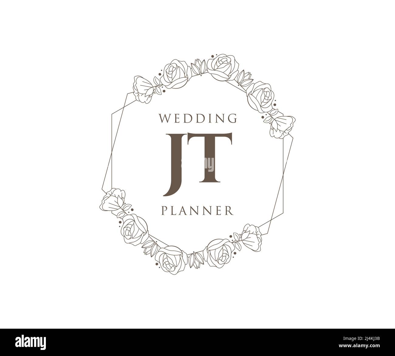 JT Initials letter Wedding monogram logos collection, hand drawn modern minimalistic and floral ...