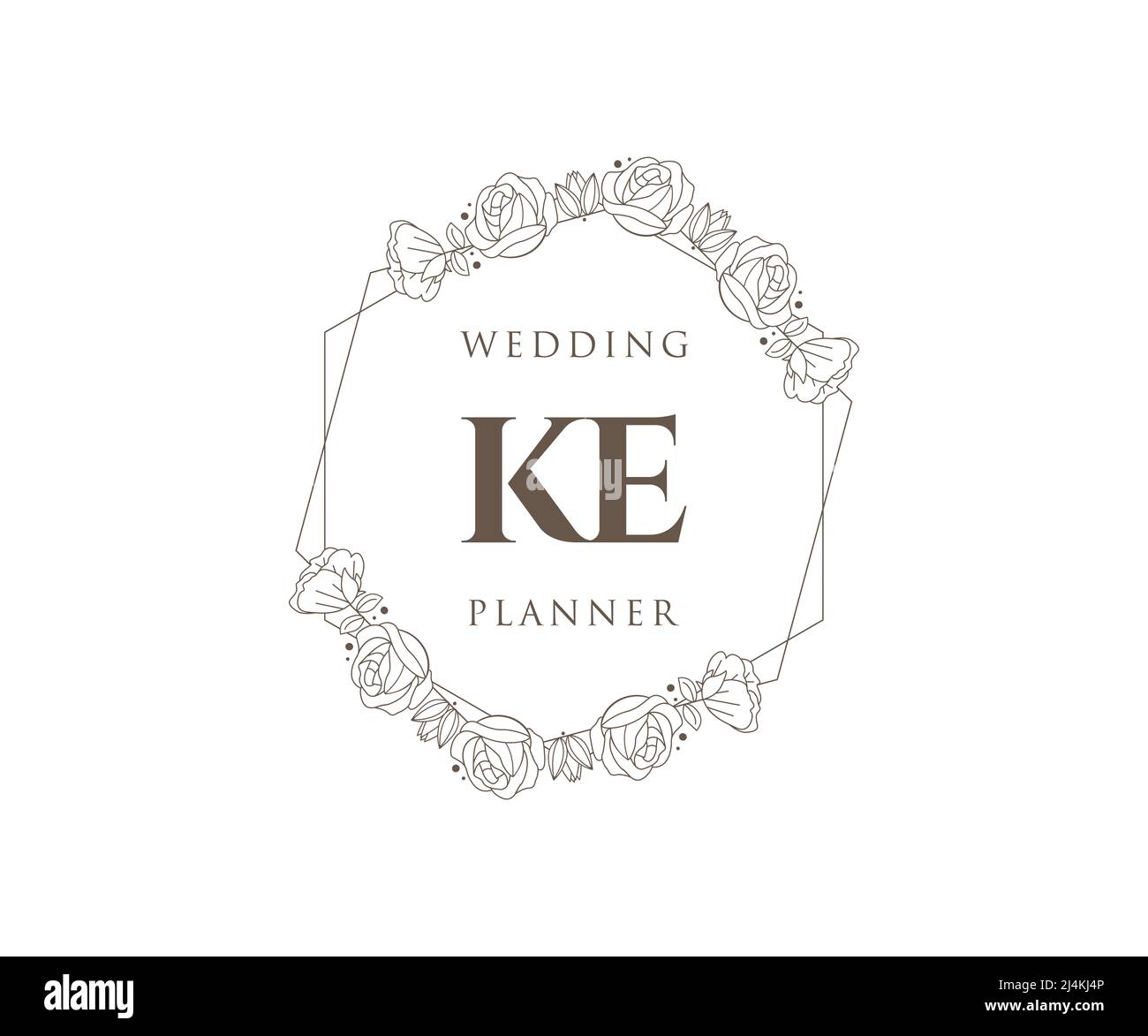 KE Initials letter Wedding monogram logos collection, hand drawn modern ...