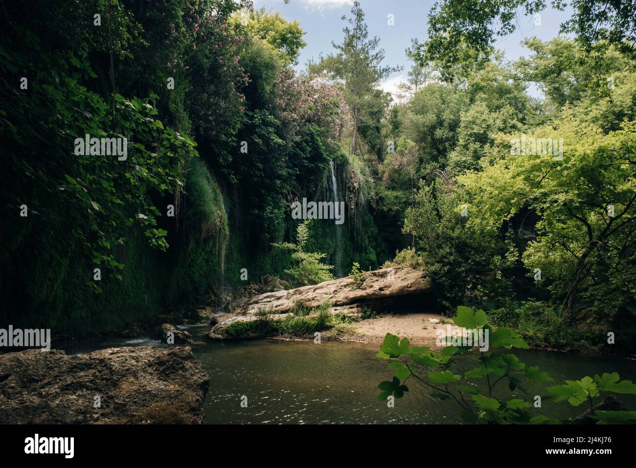 The Kursunlu Waterfall selalesi is located 19 km from Antalya, Turkey ...
