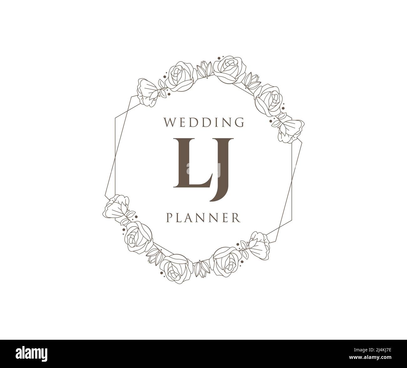 LJ Initials letter Wedding monogram logos collection, hand drawn modern ...