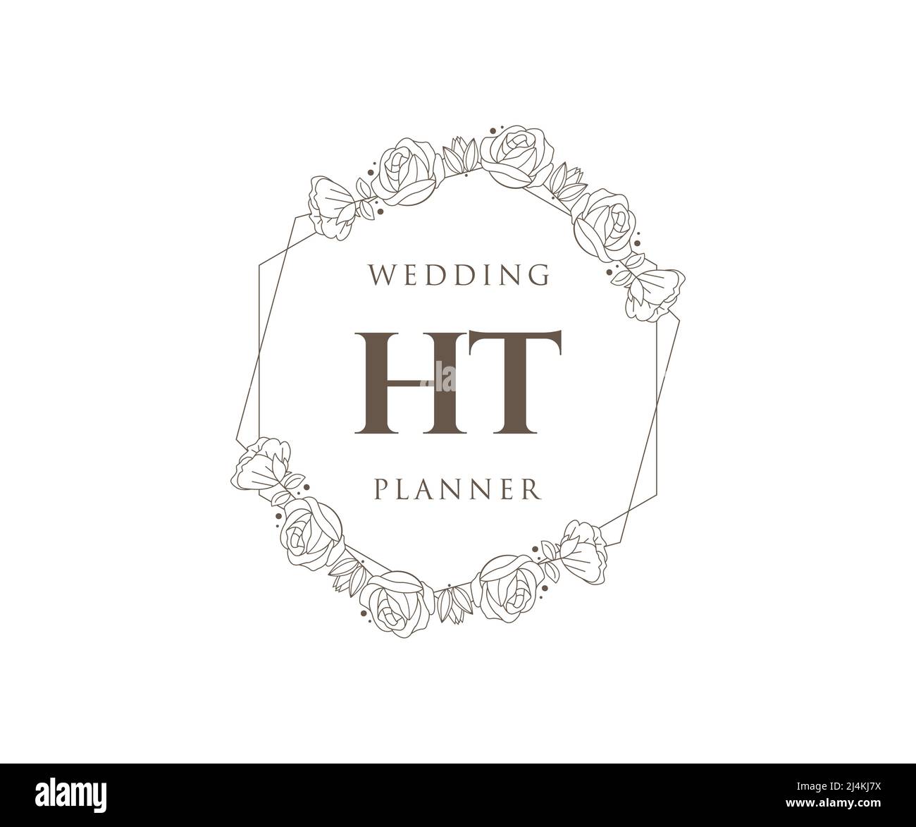 HT Initials letter Wedding monogram logos collection, hand drawn modern ...