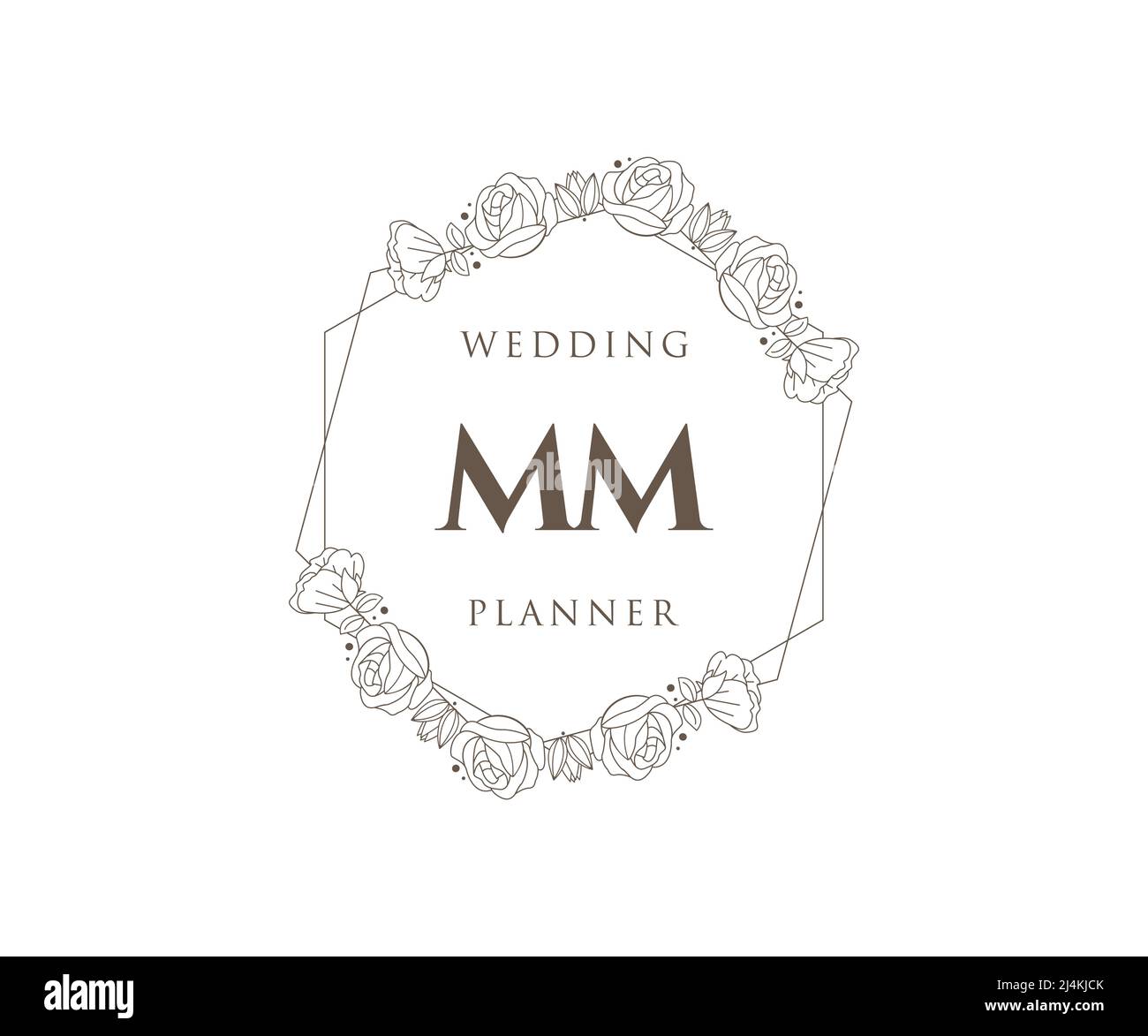 MM Initials letter Wedding monogram logos collection, hand drawn modern ...