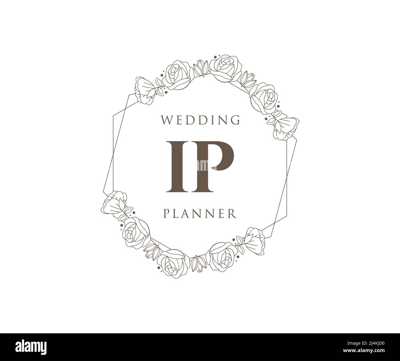 IP Initials letter Wedding monogram logos collection, hand drawn modern ...