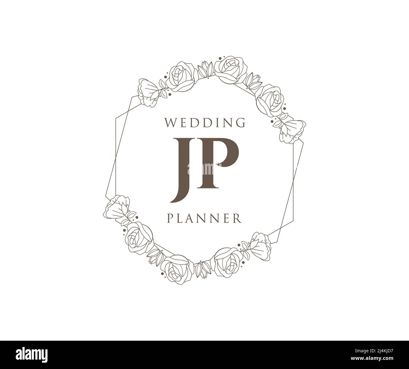 JP Initials letter Wedding monogram logos collection, hand drawn modern ...