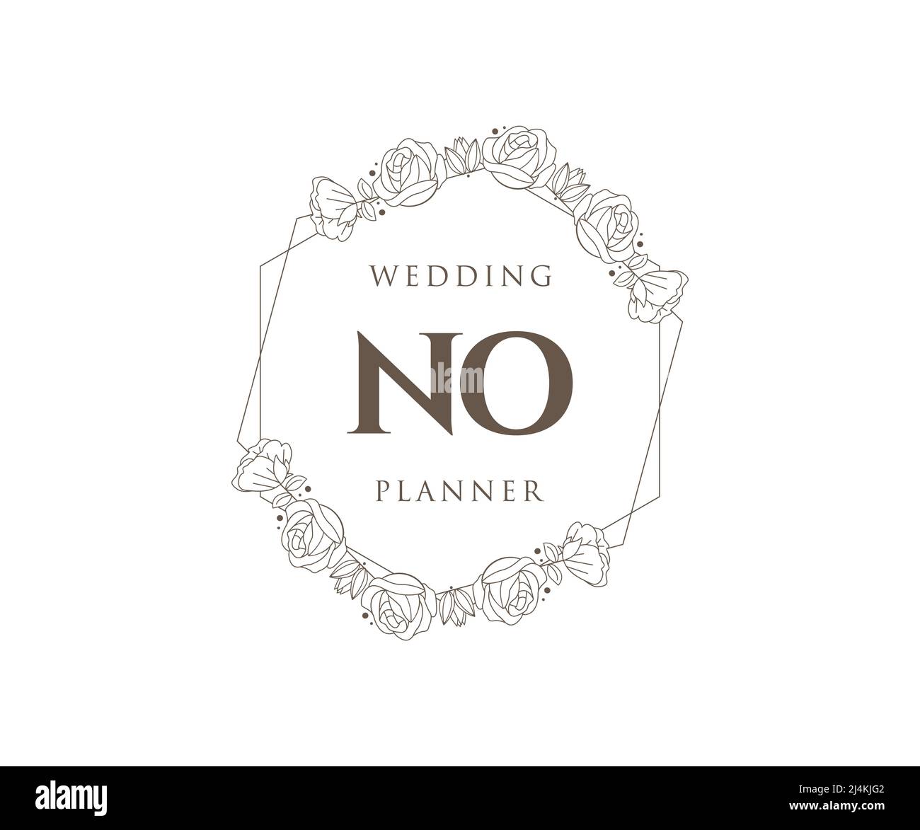 NO Initials letter Wedding monogram logos collection, hand drawn modern ...