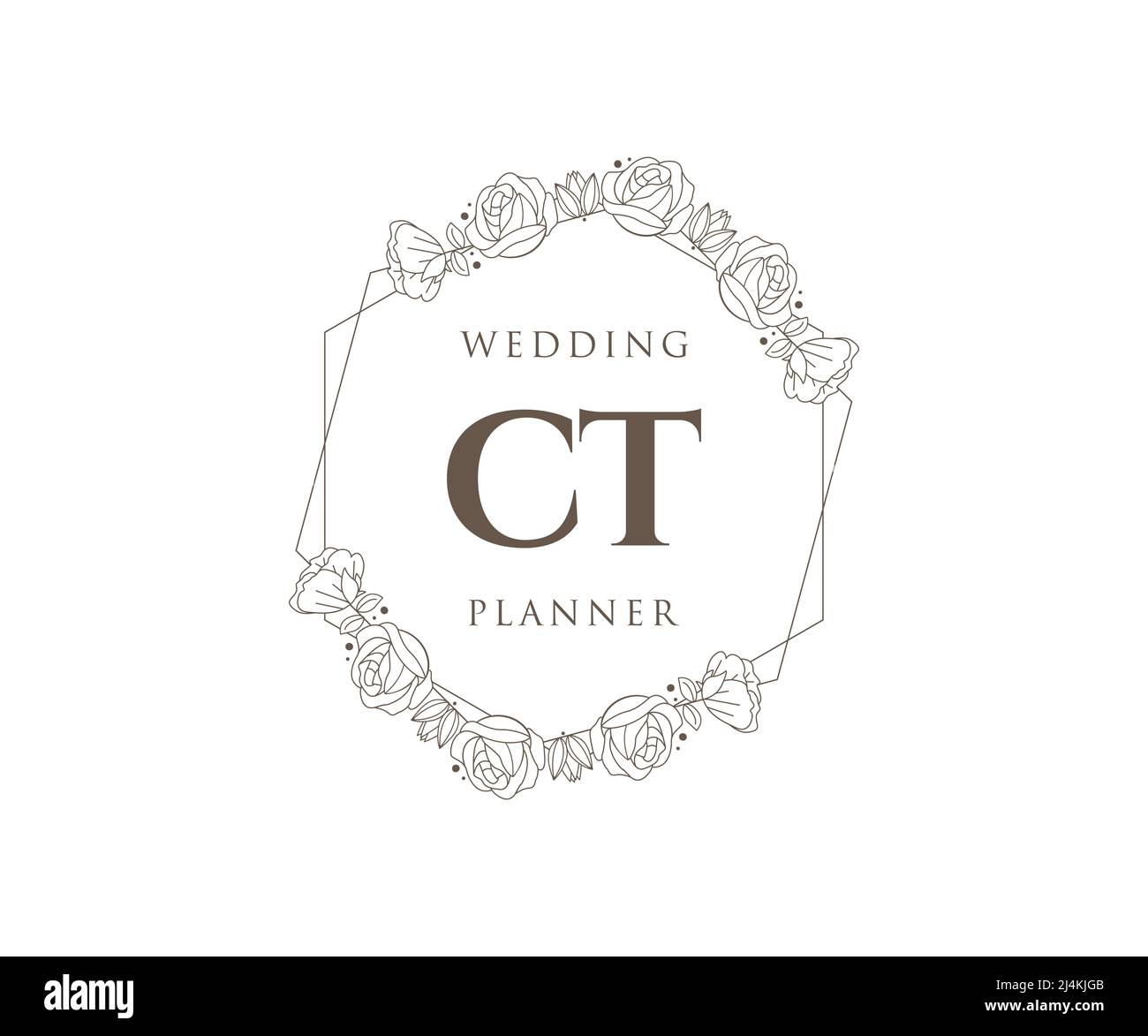 CT Initials letter Wedding monogram logos collection, hand drawn modern ...