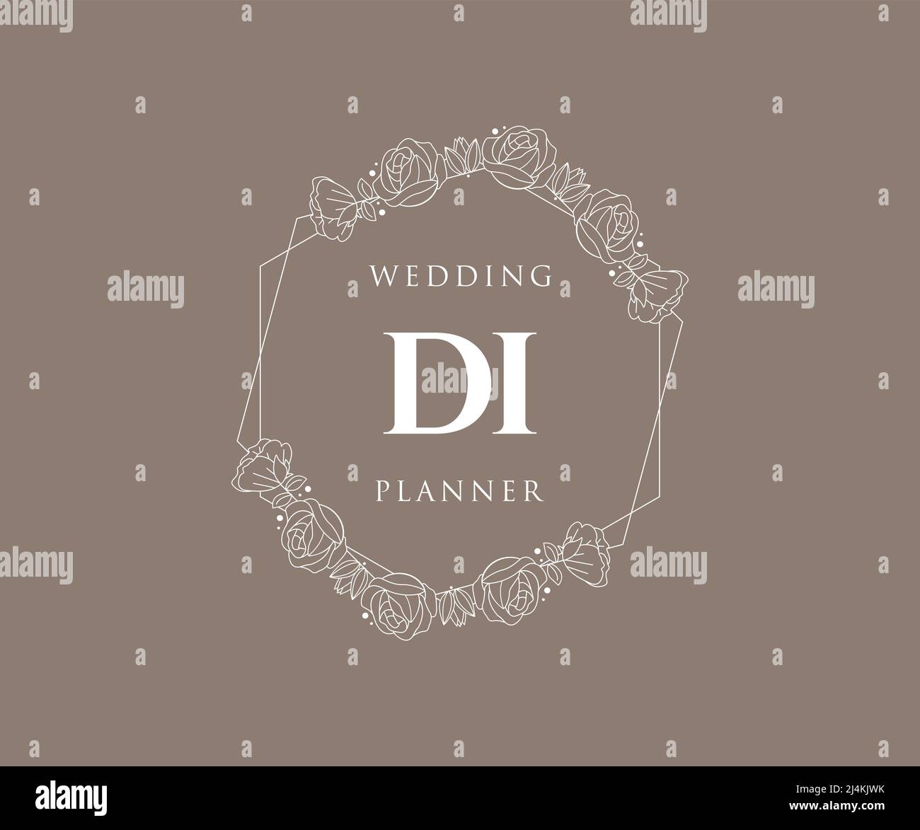 DI Initials letter Wedding monogram logos collection, hand drawn modern ...
