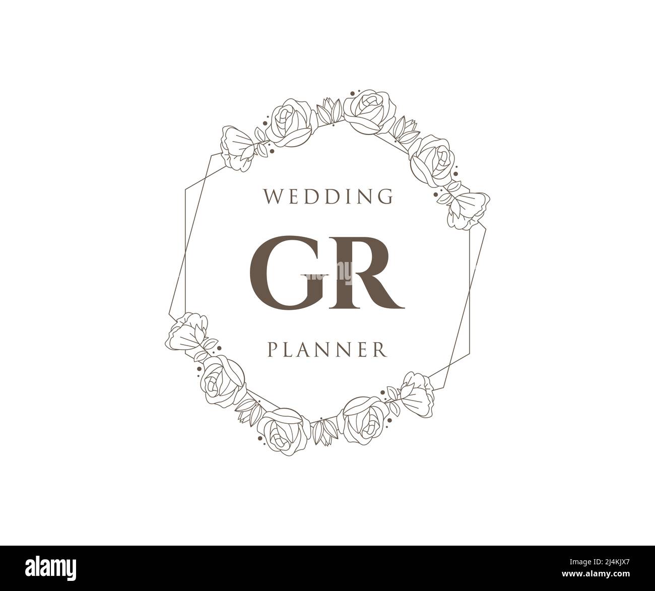 GR Initials letter Wedding monogram logos collection, hand drawn modern ...