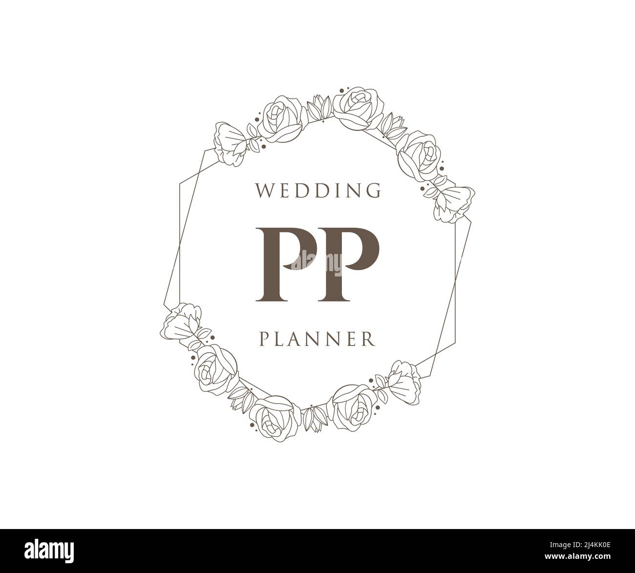 PP Initials letter Wedding monogram logos collection, hand drawn modern ...