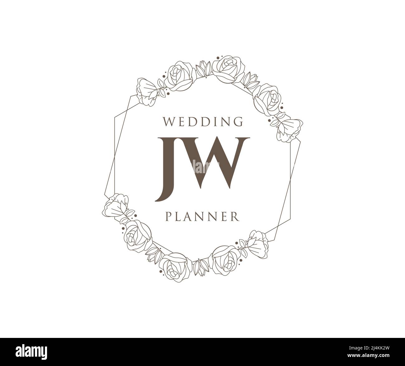 JW Initials letter Wedding monogram logos collection, hand drawn modern ...