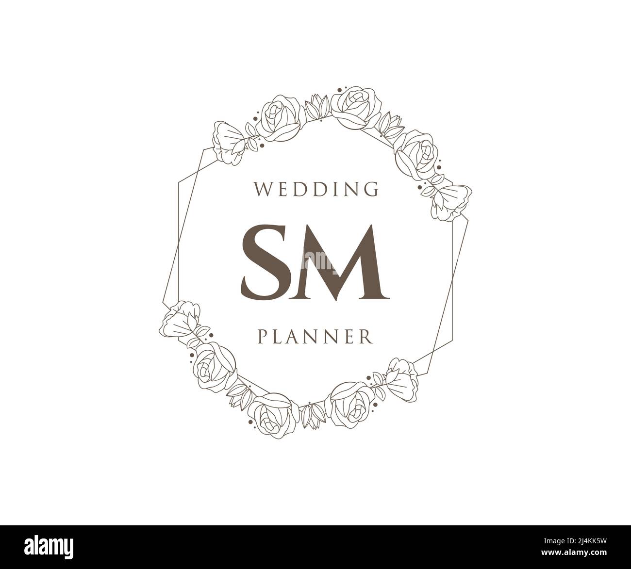 SM Initials letter Wedding monogram logos collection, hand drawn modern minimalistic and floral ...