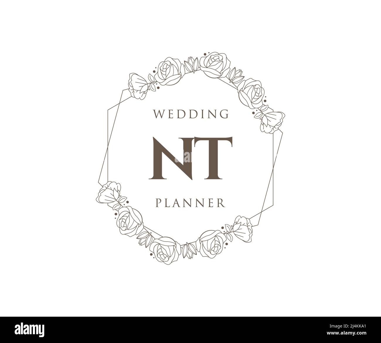 NT Initials letter Wedding monogram logos collection, hand drawn modern ...