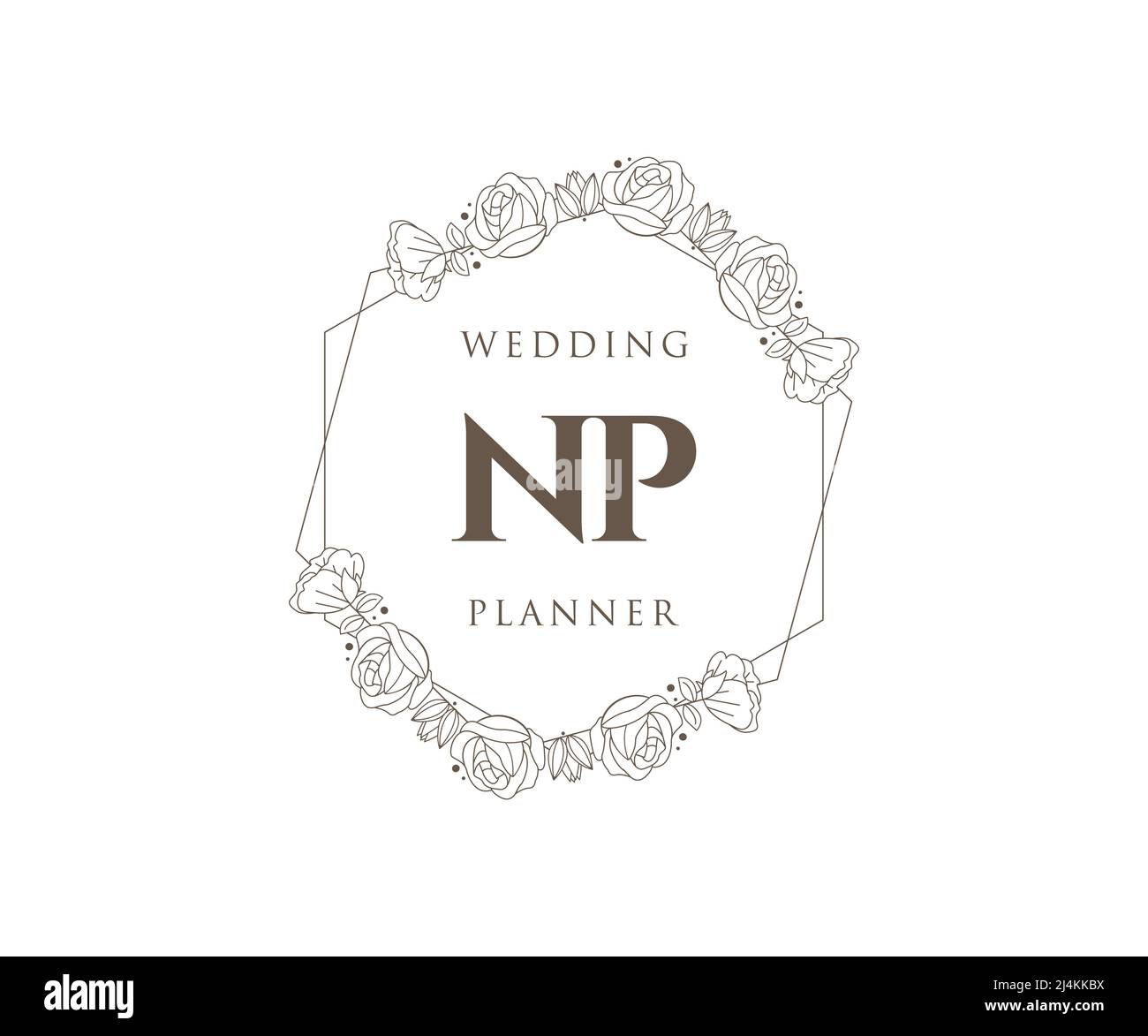 NP Initials letter Wedding monogram logos collection, hand drawn modern ...