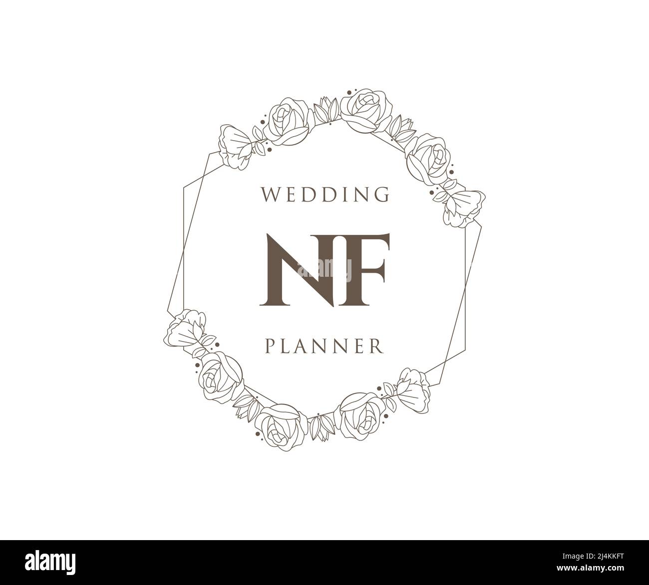 NF Initials letter Wedding monogram logos collection, hand drawn modern ...